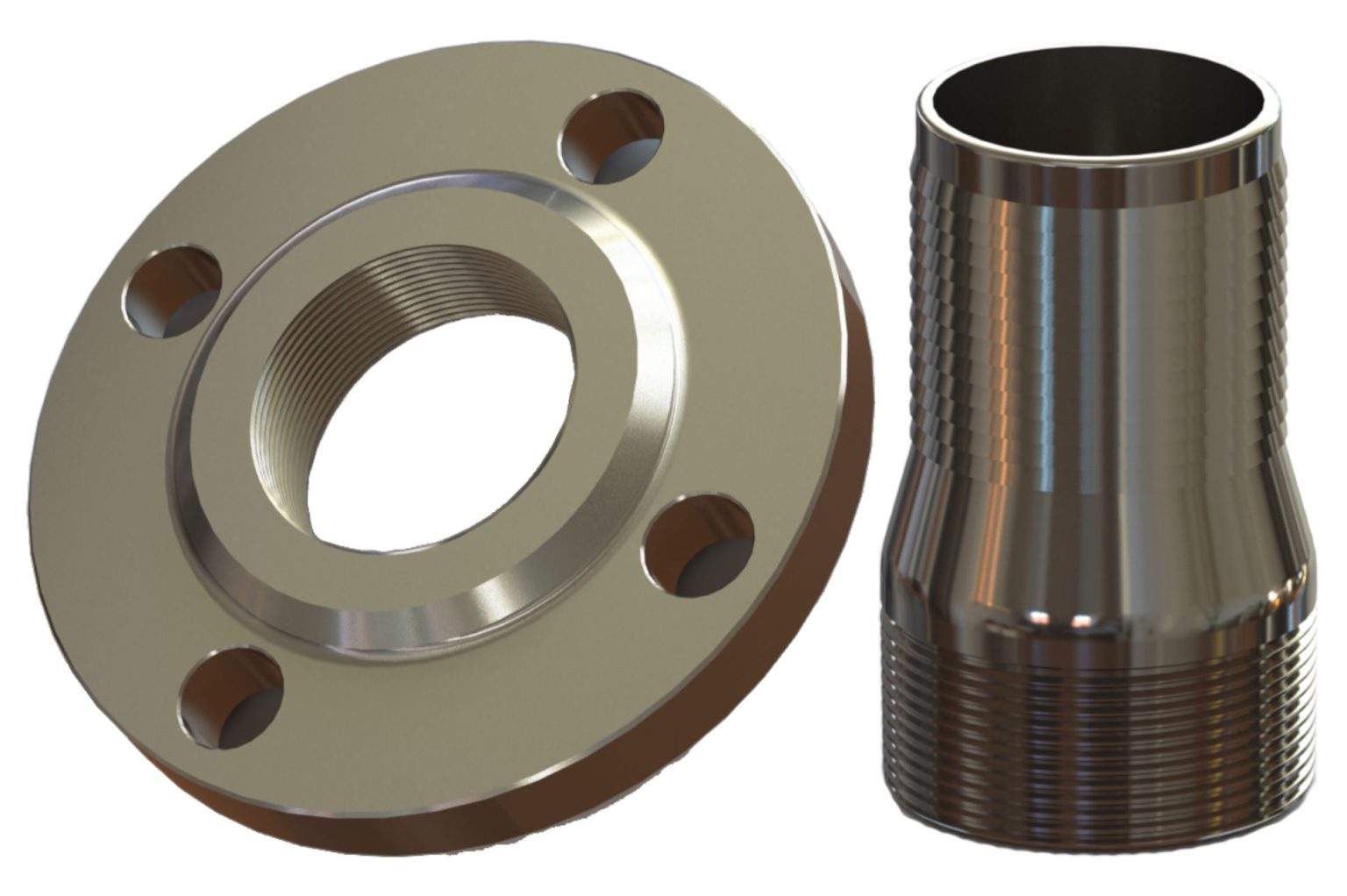 150# Raised Face Threaded Flange w/ MNPT Nipple - Carbon Steel - Cut ...